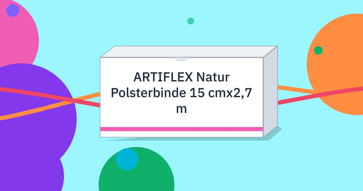 Symbolbild: Packung mit der Aufschrift ARTIFLEX Natur Polsterbinde 15 cmx2,7 m (PZN 12423409) – Verfügbarkeit und Bezug in Apotheken in Frankfurt am Main