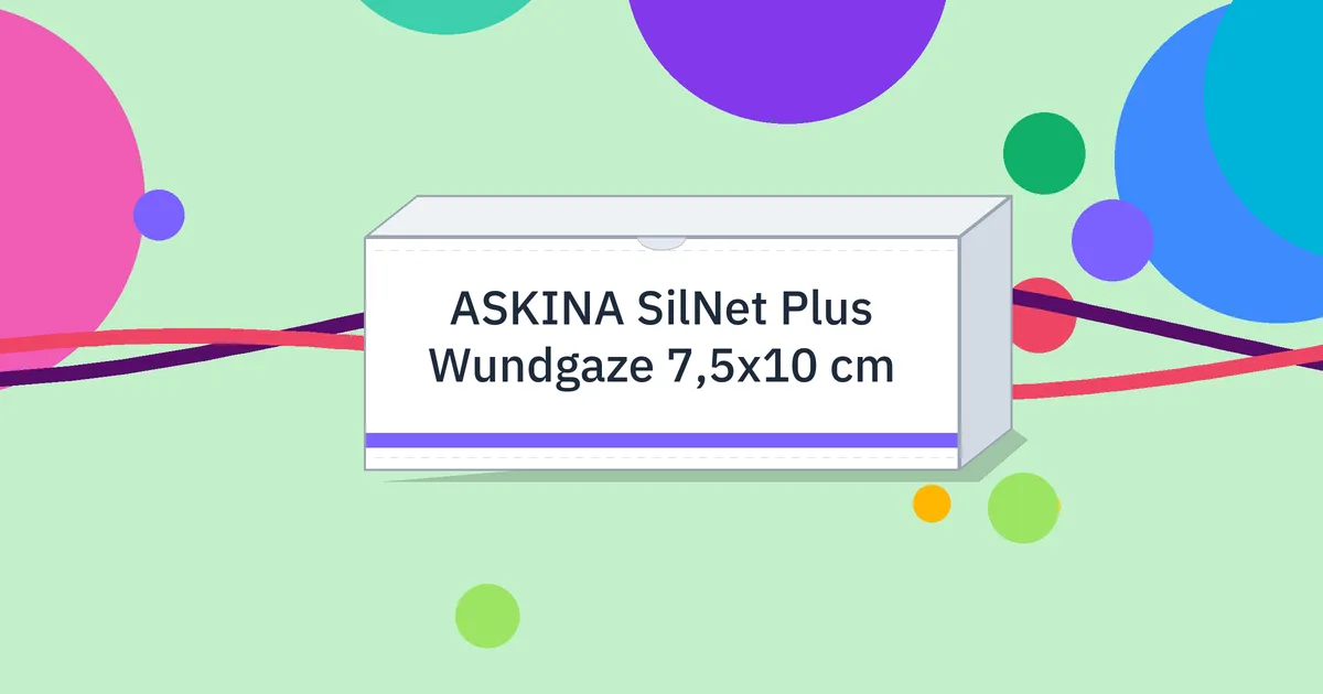 Symbolbild: Packung mit der Aufschrift ASKINA SilNet Plus Wundgaze 7,5x10 cm (PZN 18823311) – Verfügbarkeit und Bezug in Apotheken in Frankfurt am Main