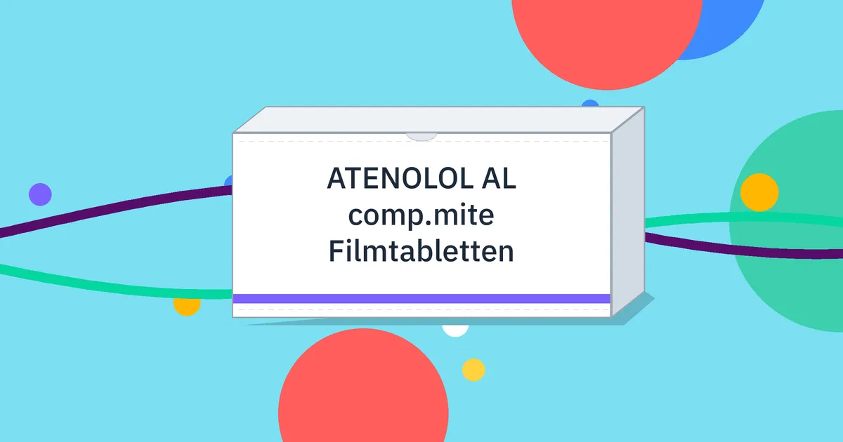 Symbolbild: Packung mit der Aufschrift ATENOLOL AL comp.mite Filmtabletten (PZN 04859156) – Verfügbarkeit und Bezug in Apotheken in Frankfurt am Main