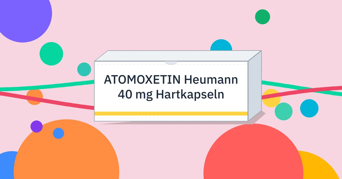 Symbolbild: Packung mit der Aufschrift ATOMOXETIN Heumann 40 mg Hartkapseln (PZN 14063990) – Verfügbarkeit und Bezug in Apotheken in Frankfurt am Main