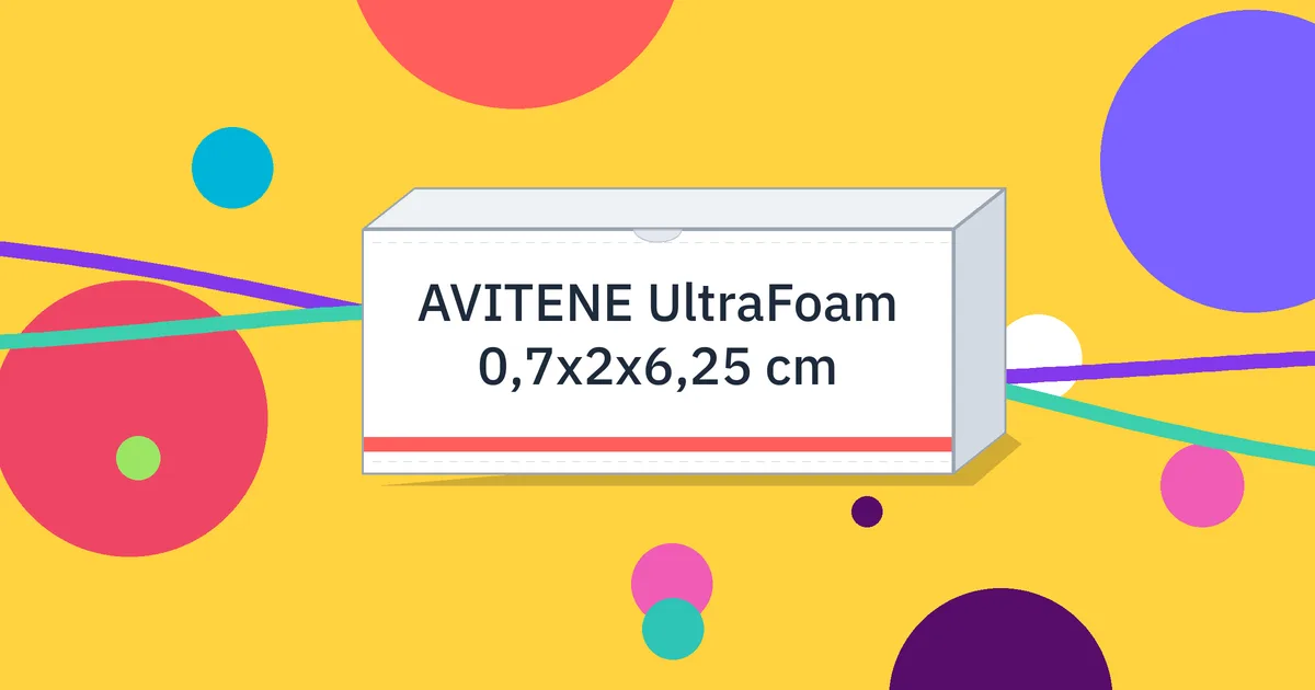 Symbolbild: Packung mit der Aufschrift AVITENE UltraFoam 0,7x2x6,25 cm (PZN 16718840) – Verfügbarkeit und Bezug in Apotheken in Frankfurt am Main