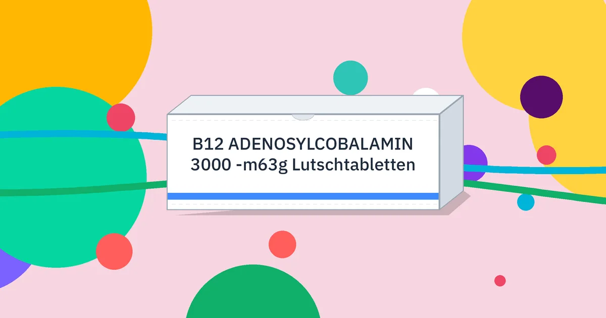 Symbolbild: Packung mit der Aufschrift B12 ADENOSYLCOBALAMIN 3000 -m63g Lutschtabletten (PZN 16800240) – Verfügbarkeit und Bezug in Apotheken in Frankfurt am Main
