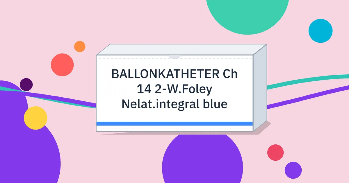 Symbolbild: Packung mit der Aufschrift BALLONKATHETER Ch 14 2-W.Foley Nelat.integral blue (PZN 14350293) – Verfügbarkeit und Bezug in Apotheken in Frankfurt am Main