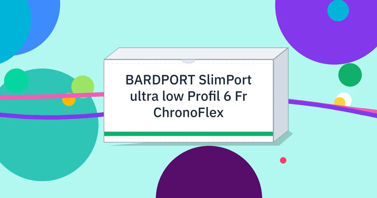 Symbolbild: Packung mit der Aufschrift BARDPORT SlimPort ultra low Profil 6 Fr ChronoFlex (PZN 02756009) – Verfügbarkeit und Bezug in Apotheken in Frankfurt am Main