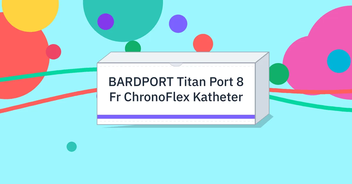 Symbolbild: Packung mit der Aufschrift BARDPORT Titan Port 8 Fr ChronoFlex Katheter (PZN 02754513) – Verfügbarkeit und Bezug in Apotheken in Frankfurt am Main