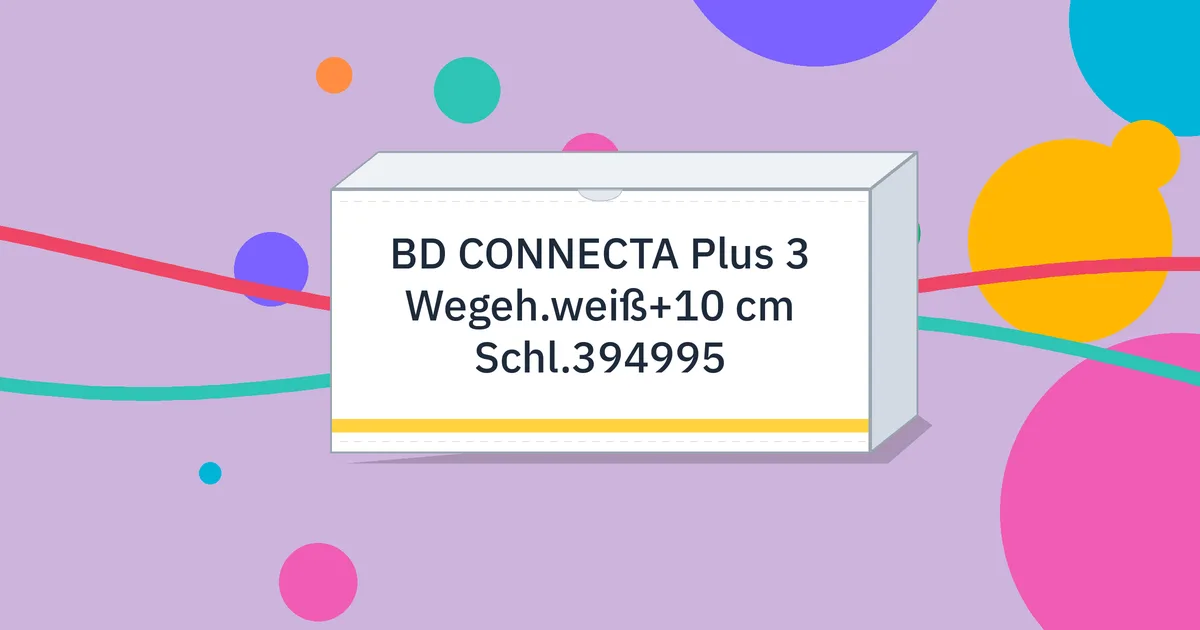 Symbolbild: Packung mit der Aufschrift BD CONNECTA Plus 3 Wegeh.weiß+10 cm Schl.394995 (PZN 01341571) – Verfügbarkeit und Bezug in Apotheken in Frankfurt am Main