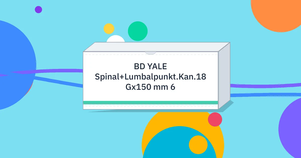 Symbolbild: Packung mit der Aufschrift BD YALE Spinal+Lumbalpunkt.Kan.18 Gx150 mm 6 (PZN 07546096) – Verfügbarkeit und Bezug in Apotheken in Frankfurt am Main