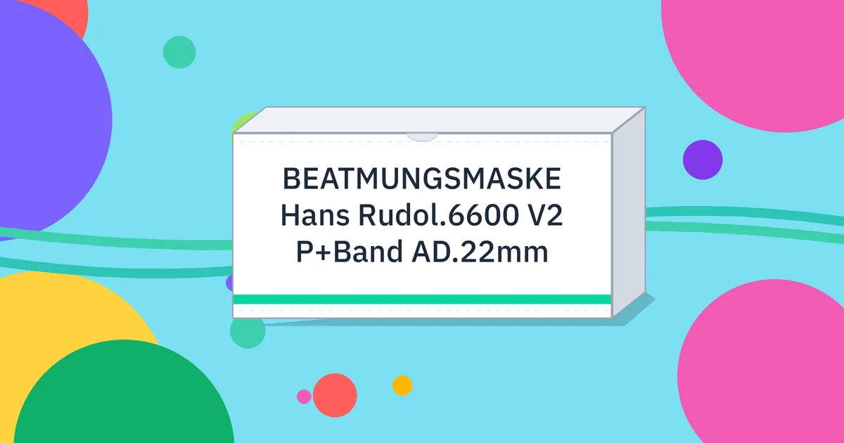 Symbolbild: Packung mit der Aufschrift BEATMUNGSMASKE Hans Rudol.6600 V2 P+Band AD.22mm (PZN 17303555) – Verfügbarkeit und Bezug in Apotheken in Frankfurt am Main