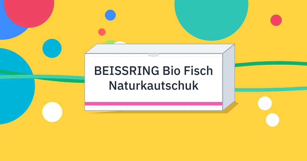 Symbolbild: Packung mit der Aufschrift BEISSRING Bio Fisch Naturkautschuk (PZN 13571738) – Verfügbarkeit und Bezug in Apotheken in Frankfurt am Main