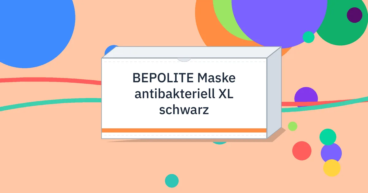 Symbolbild: Packung mit der Aufschrift BEPOLITE Maske antibakteriell XL schwarz (PZN 16941302) – Verfügbarkeit und Bezug in Apotheken in Frankfurt am Main