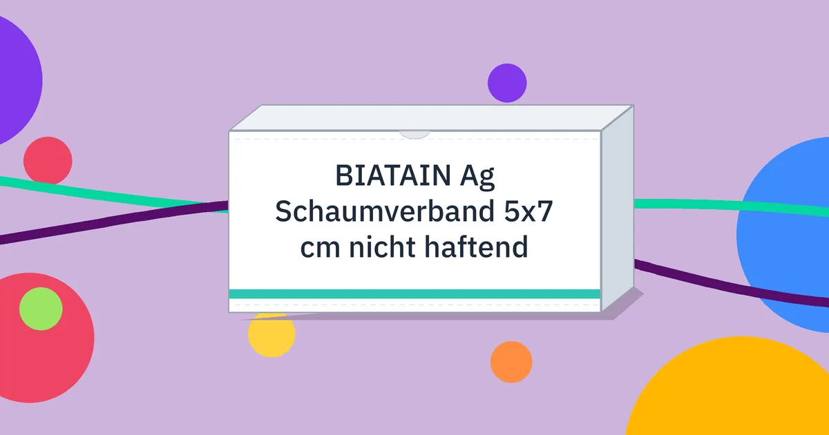 Symbolbild: Packung mit der Aufschrift BIATAIN Ag Schaumverband 5x7 cm nicht haftend (PZN 06155666) – Verfügbarkeit und Bezug in Apotheken in Frankfurt am Main