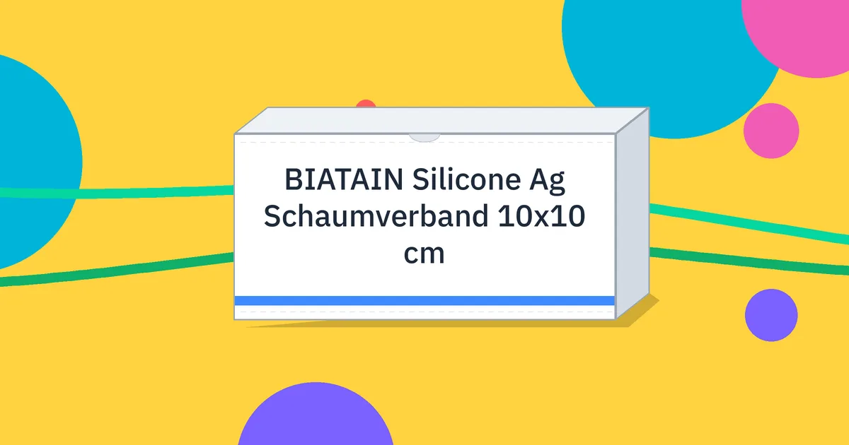 Symbolbild: Packung mit der Aufschrift BIATAIN Silicone Ag Schaumverband 10x10 cm (PZN 19348444) – Verfügbarkeit und Bezug in Apotheken in Frankfurt am Main