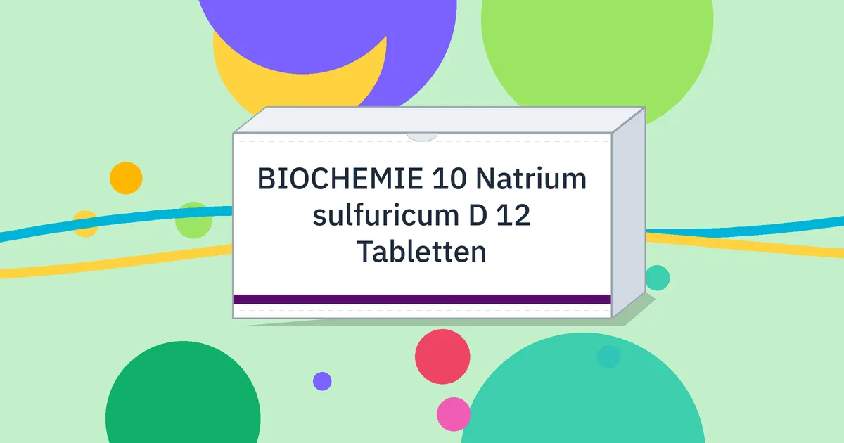 Symbolbild: Packung mit der Aufschrift BIOCHEMIE 10 Natrium sulfuricum D 12 Tabletten (PZN 05955614) – Verfügbarkeit und Bezug in Apotheken in Frankfurt am Main