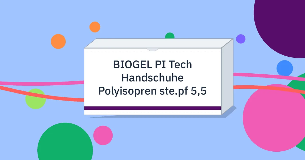 Symbolbild: Packung mit der Aufschrift BIOGEL PI Tech Handschuhe Polyisopren ste.pf 5,5 (PZN 20866606) – Verfügbarkeit und Bezug in Apotheken in Frankfurt am Main