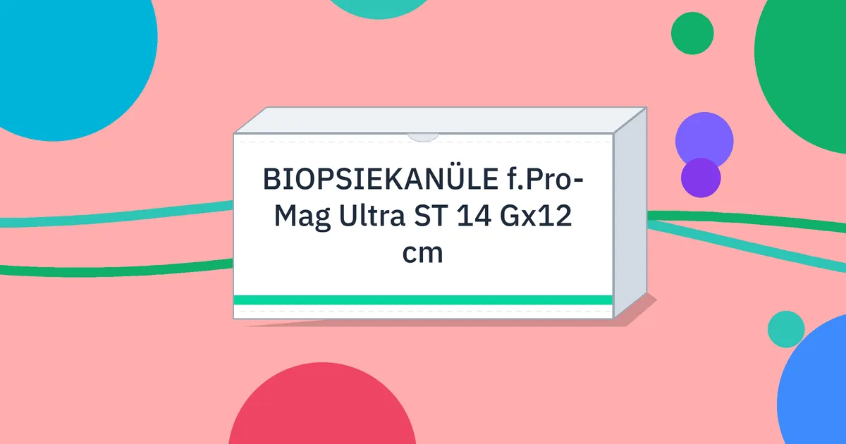 Symbolbild: Packung mit der Aufschrift BIOPSIEKANÜLE f.Pro-Mag Ultra ST 14 Gx12 cm (PZN 00424533) – Verfügbarkeit und Bezug in Apotheken in Frankfurt am Main