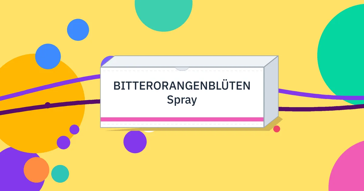 Symbolbild: Packung mit der Aufschrift BITTERORANGENBLÜTEN Spray (PZN 11712229) – Verfügbarkeit und Bezug in Apotheken in Frankfurt am Main