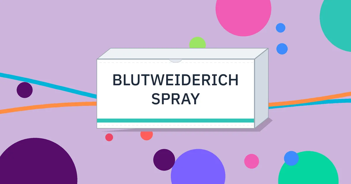 Symbolbild: Packung mit der Aufschrift BLUTWEIDERICH SPRAY (PZN 14310773) – Verfügbarkeit und Bezug in Apotheken in Frankfurt am Main