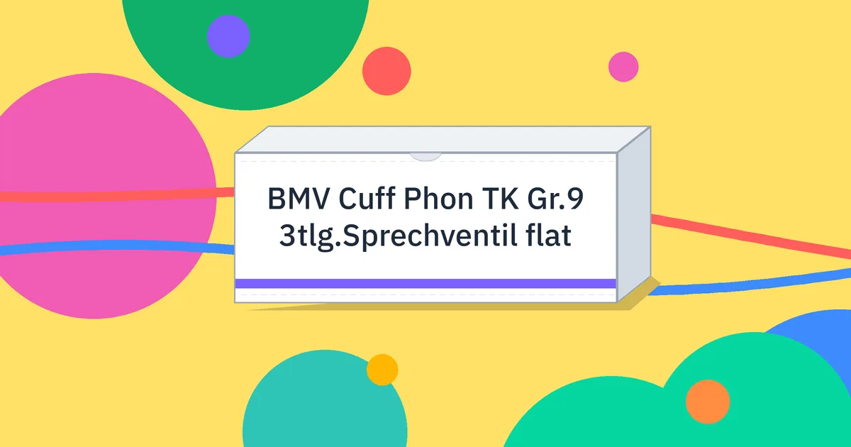 Symbolbild: Packung mit der Aufschrift BMV Cuff Phon TK Gr.9 3tlg.Sprechventil flat (PZN 18384231) – Verfügbarkeit und Bezug in Apotheken in Frankfurt am Main