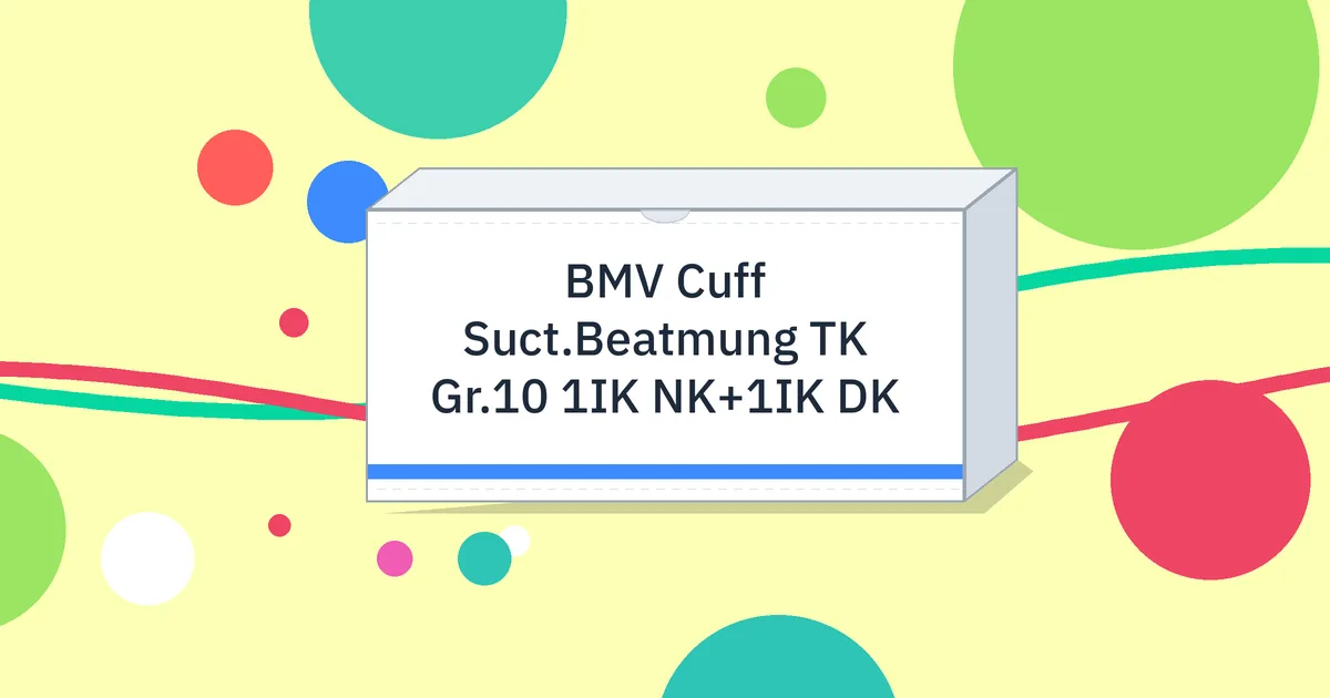 Symbolbild: Packung mit der Aufschrift BMV Cuff Suct.Beatmung TK Gr.10 1IK NK+1IK DK (PZN 18383160) – Verfügbarkeit und Bezug in Apotheken in Frankfurt am Main