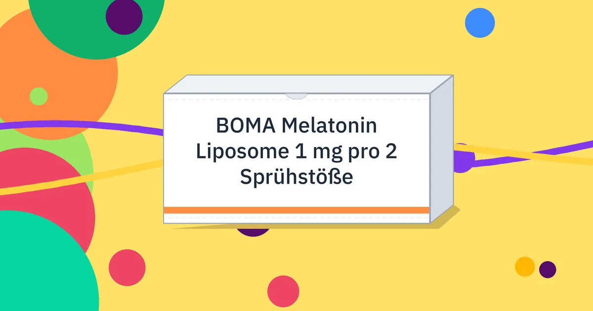 Symbolbild: Packung mit der Aufschrift BOMA Melatonin Liposome 1 mg pro 2 Sprühstöße (PZN 19412314) – Verfügbarkeit und Bezug in Apotheken in Frankfurt am Main