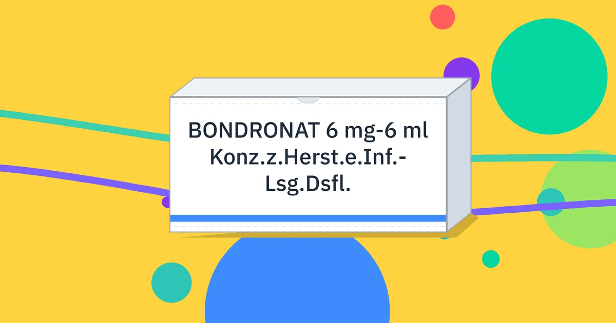 Symbolbild: Packung mit der Aufschrift BONDRONAT 6 mg-6 ml Konz.z.Herst.e.Inf.-Lsg.Dsfl. (PZN 10385567) – Verfügbarkeit und Bezug in Apotheken in Frankfurt am Main