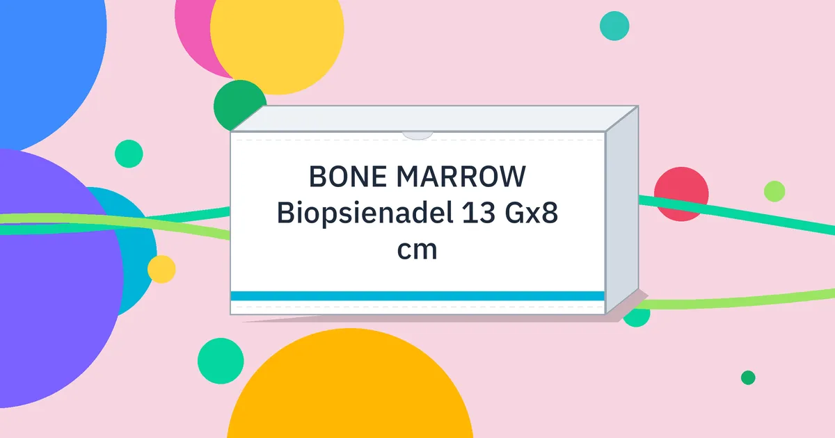 Symbolbild: Packung mit der Aufschrift BONE MARROW Biopsienadel 13 Gx8 cm (PZN 09190539) – Verfügbarkeit und Bezug in Apotheken in Frankfurt am Main