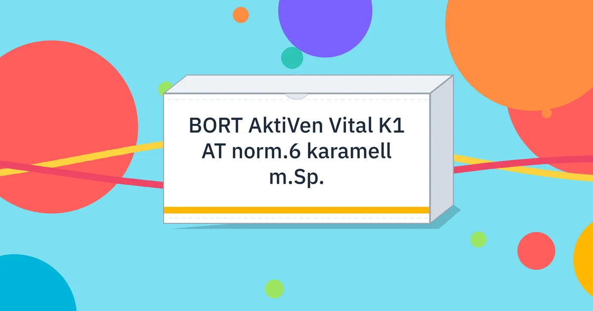 Symbolbild: Packung mit der Aufschrift BORT AktiVen Vital K1 AT norm.6 karamell m.Sp. (PZN 13737110) – Verfügbarkeit und Bezug in Apotheken in Frankfurt am Main