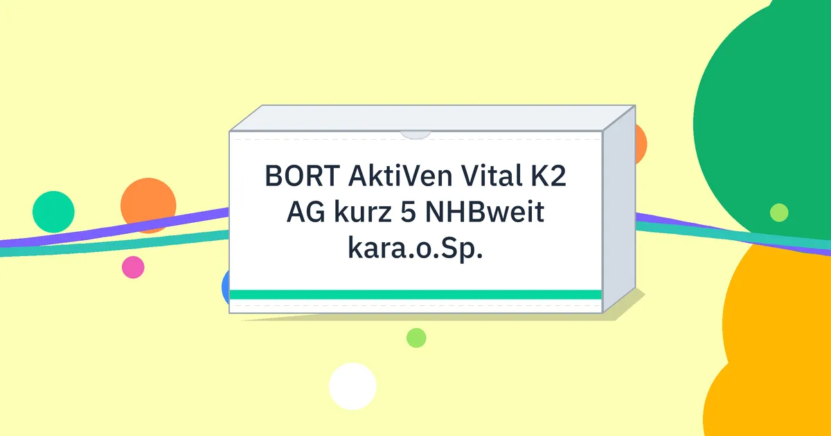 Symbolbild: Packung mit der Aufschrift BORT AktiVen Vital K2 AG kurz 5 NHBweit kara.o.Sp. (PZN 12384230) – Verfügbarkeit und Bezug in Apotheken in Frankfurt am Main