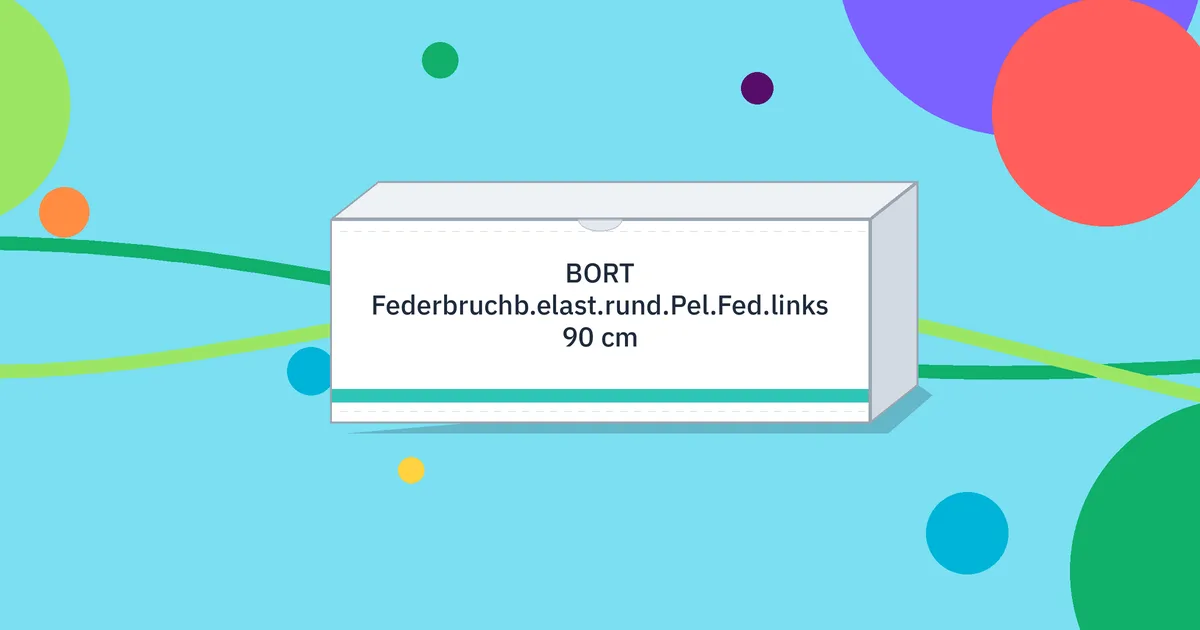 Symbolbild: Packung mit der Aufschrift BORT Federbruchb.elast.rund.Pel.Fed.links 90 cm (PZN 07210195) – Verfügbarkeit und Bezug in Apotheken in Frankfurt am Main