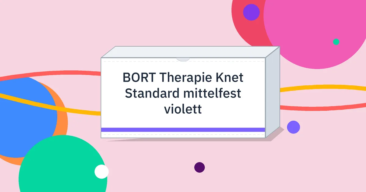 Symbolbild: Packung mit der Aufschrift BORT Therapie Knet Standard mittelfest violett (PZN 03723242) – Verfügbarkeit und Bezug in Apotheken in Frankfurt am Main