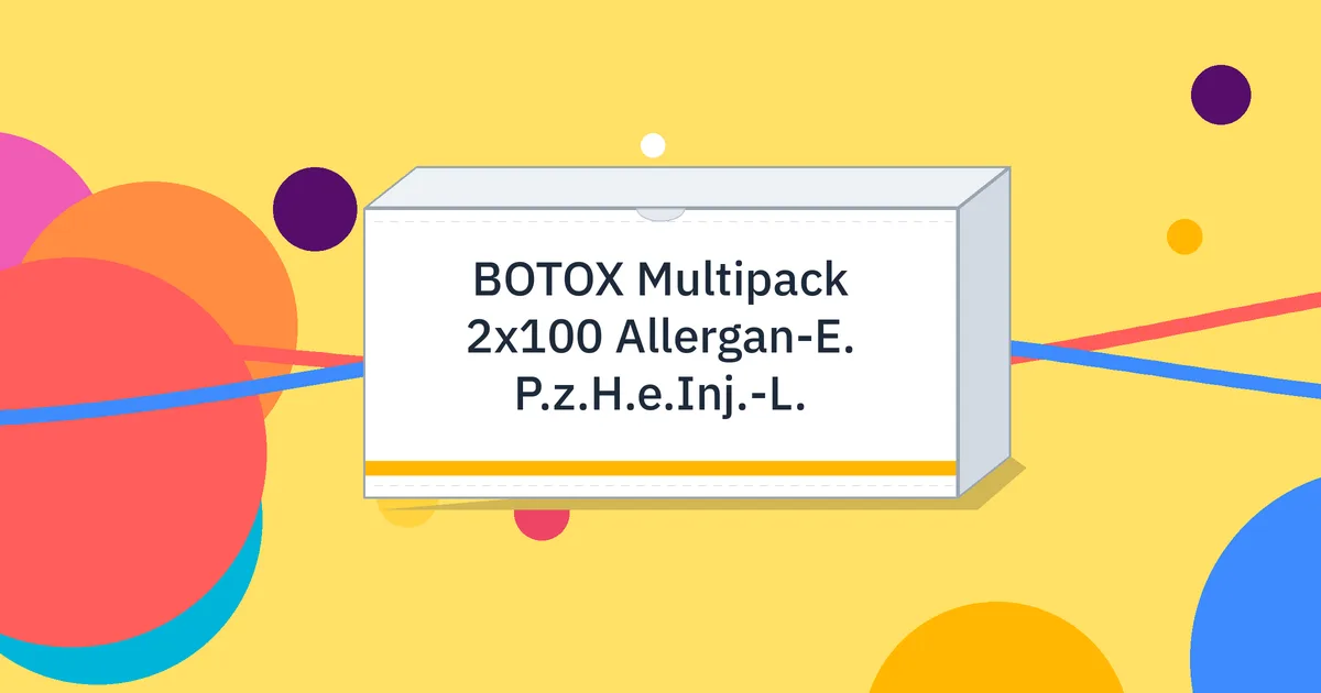 Symbolbild: Packung mit der Aufschrift BOTOX Multipack 2x100 Allergan-E. P.z.H.e.Inj.-L. (PZN 19876456) – Verfügbarkeit und Bezug in Apotheken in Frankfurt am Main