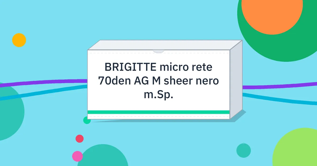 Symbolbild: Packung mit der Aufschrift BRIGITTE micro rete 70den AG M sheer nero m.Sp. (PZN 16183149) – Verfügbarkeit und Bezug in Apotheken in Frankfurt am Main