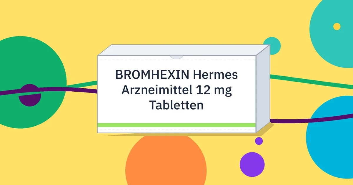 Symbolbild: Packung mit der Aufschrift BROMHEXIN Hermes Arzneimittel 12 mg Tabletten (PZN 16260619) – Verfügbarkeit und Bezug in Apotheken in Frankfurt am Main