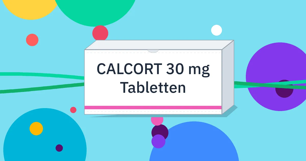 Symbolbild: Packung mit der Aufschrift CALCORT 30 mg Tabletten (PZN 18740789) – Verfügbarkeit und Bezug in Apotheken in Frankfurt am Main