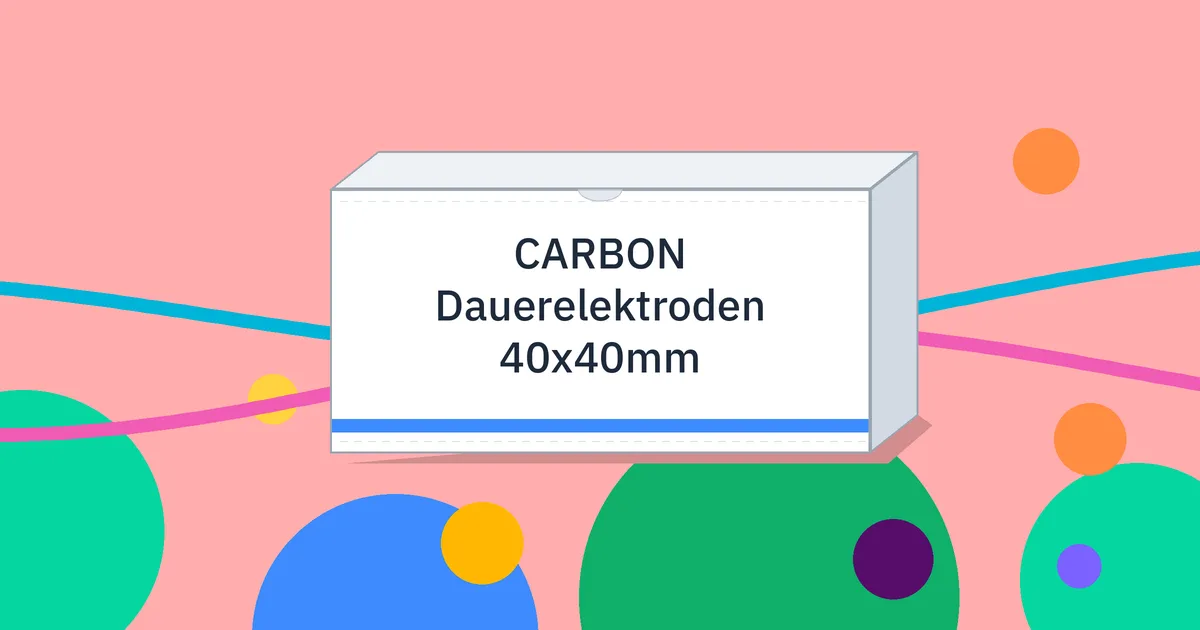 Symbolbild: Packung mit der Aufschrift CARBON Dauerelektroden 40x40mm (PZN 04012098) – Verfügbarkeit und Bezug in Apotheken in Frankfurt am Main