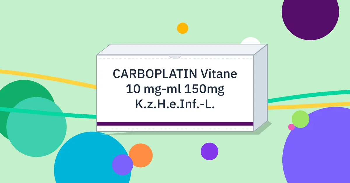 Symbolbild: Packung mit der Aufschrift CARBOPLATIN Vitane 10 mg-ml 150mg K.z.H.e.Inf.-L. (PZN 15434448) – Verfügbarkeit und Bezug in Apotheken in Frankfurt am Main