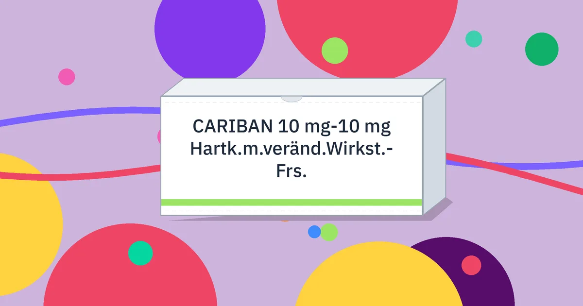 Symbolbild: Packung mit der Aufschrift CARIBAN 10 mg-10 mg Hartk.m.veränd.Wirkst.-Frs. (PZN 17920934) – Verfügbarkeit und Bezug in Apotheken in Frankfurt am Main