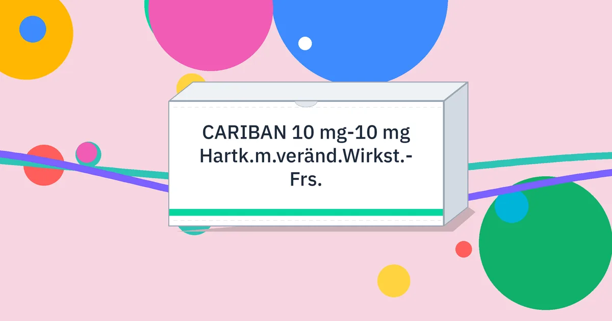 Symbolbild: Packung mit der Aufschrift CARIBAN 10 mg-10 mg Hartk.m.veränd.Wirkst.-Frs. (PZN 17921721) – Verfügbarkeit und Bezug in Apotheken in Frankfurt am Main