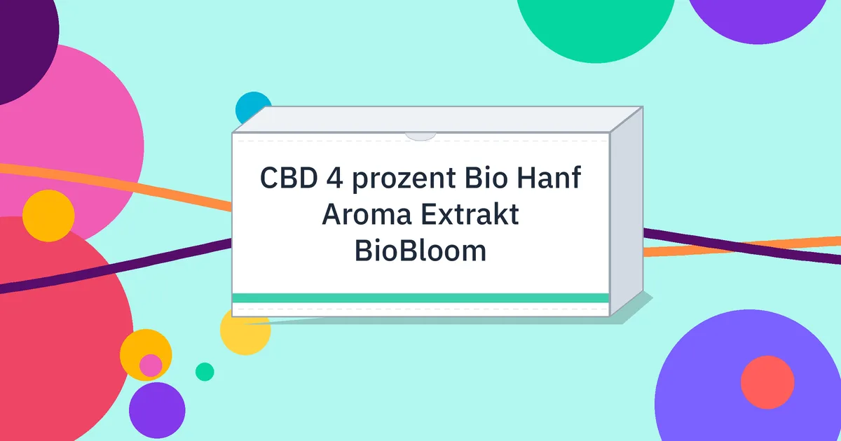 Symbolbild: Packung mit der Aufschrift CBD 4 prozent Bio Hanf Aroma Extrakt BioBloom (PZN 16871688) – Verfügbarkeit und Bezug in Apotheken in Frankfurt am Main