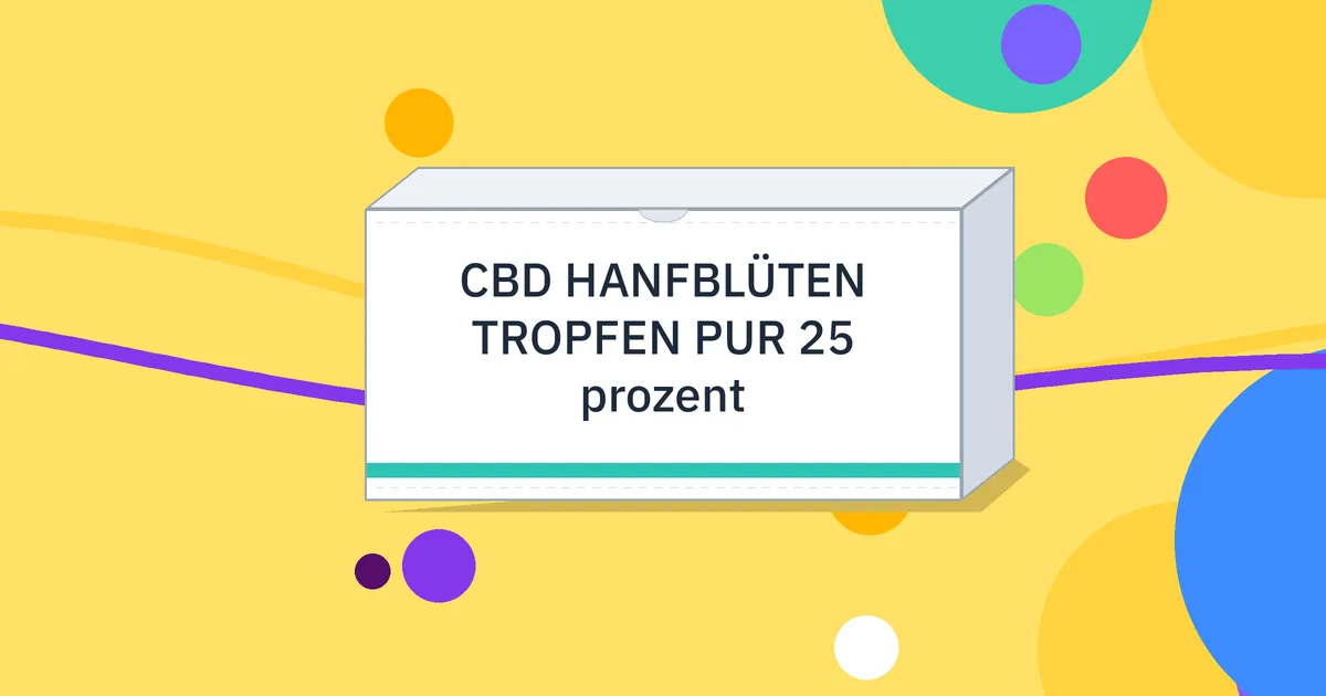 Symbolbild: Packung mit der Aufschrift CBD HANFBLÜTEN TROPFEN PUR 25 prozent (PZN 15436097) – Verfügbarkeit und Bezug in Apotheken in Frankfurt am Main