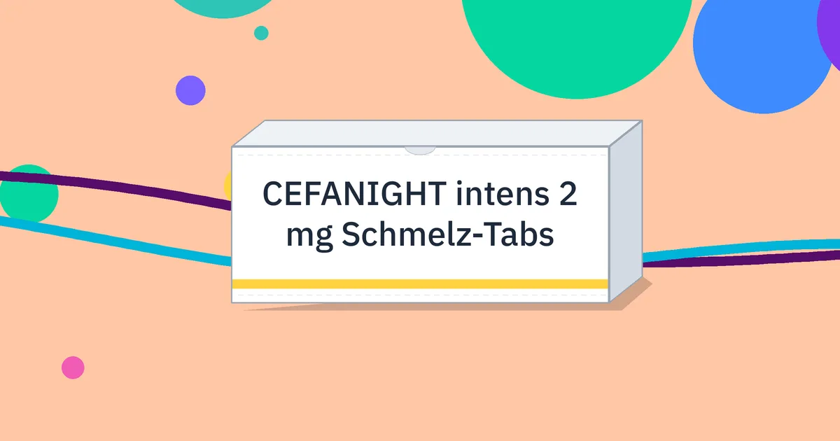 Symbolbild: Packung mit der Aufschrift CEFANIGHT intens 2 mg Schmelz-Tabs (PZN 17544365) – Verfügbarkeit und Bezug in Apotheken in Frankfurt am Main