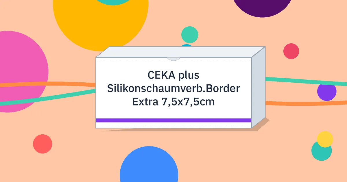 Symbolbild: Packung mit der Aufschrift CEKA plus Silikonschaumverb.Border Extra 7,5x7,5cm (PZN 20378485) – Verfügbarkeit und Bezug in Apotheken in Frankfurt am Main