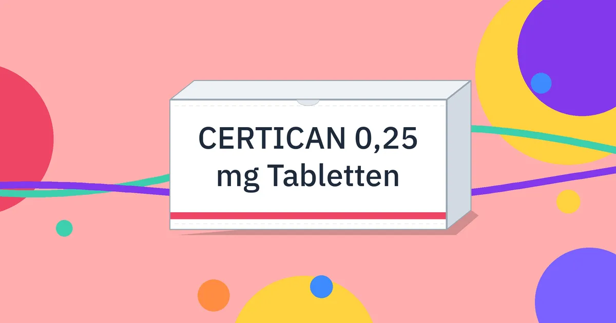 Symbolbild: Packung mit der Aufschrift CERTICAN 0,25 mg Tabletten (PZN 07391475) – Verfügbarkeit und Bezug in Apotheken in Frankfurt am Main