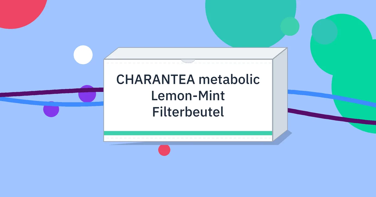 Symbolbild: Packung mit der Aufschrift CHARANTEA metabolic Lemon-Mint Filterbeutel (PZN 16337196) – Verfügbarkeit und Bezug in Apotheken in Frankfurt am Main