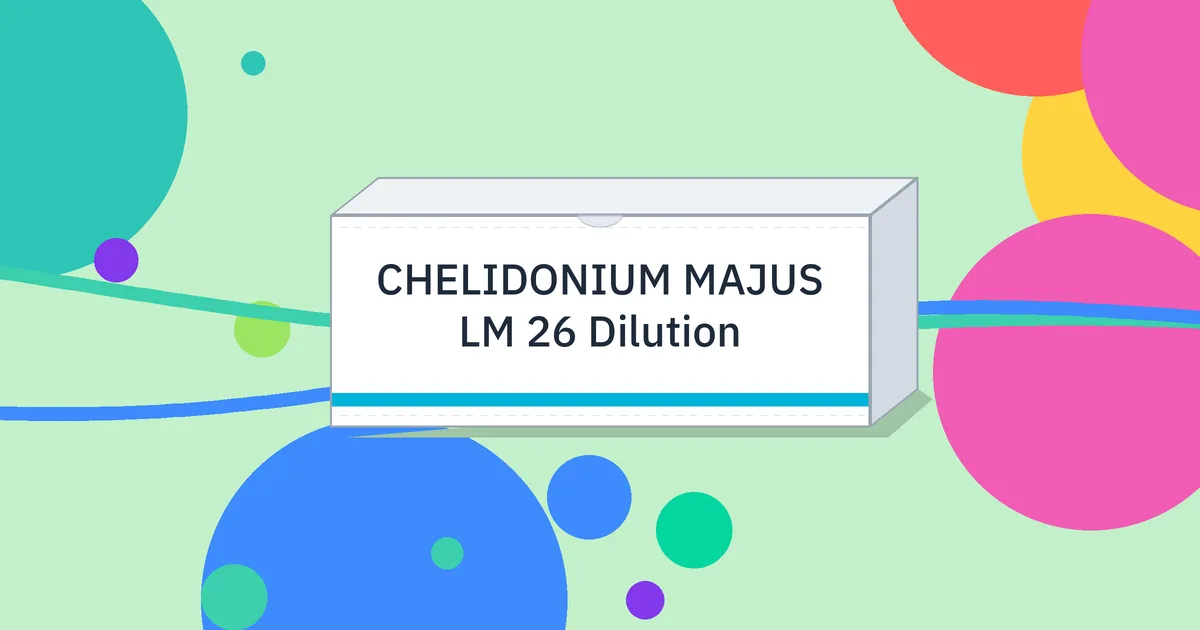 Symbolbild: Packung mit der Aufschrift CHELIDONIUM MAJUS LM 26 Dilution (PZN 12813116) – Verfügbarkeit und Bezug in Apotheken in Frankfurt am Main
