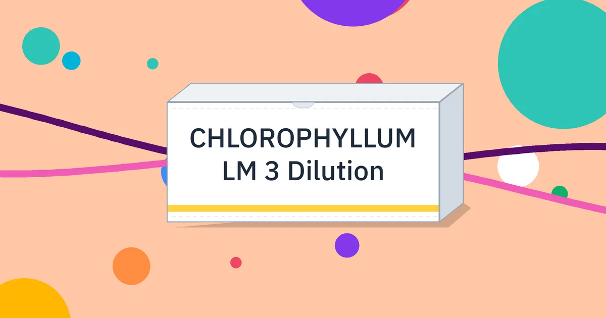 Symbolbild: Packung mit der Aufschrift CHLOROPHYLLUM LM 3 Dilution (PZN 13444916) – Verfügbarkeit und Bezug in Apotheken in Frankfurt am Main