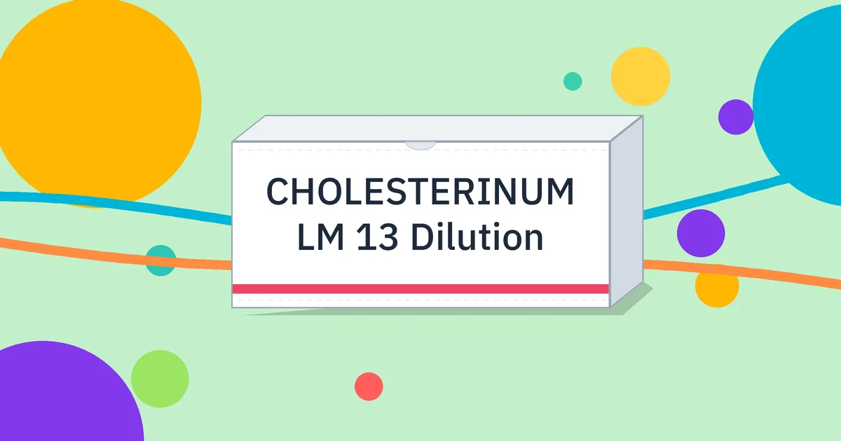 Symbolbild: Packung mit der Aufschrift CHOLESTERINUM LM 13 Dilution (PZN 12817350) – Verfügbarkeit und Bezug in Apotheken in Frankfurt am Main