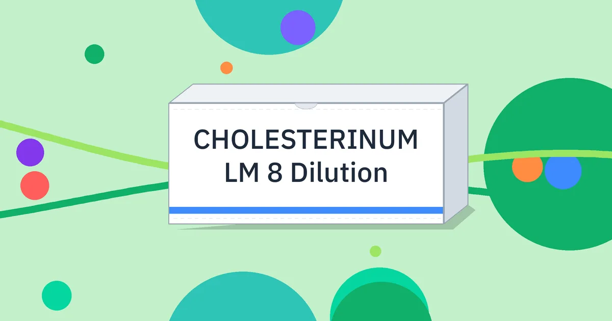 Symbolbild: Packung mit der Aufschrift CHOLESTERINUM LM 8 Dilution (PZN 12817309) – Verfügbarkeit und Bezug in Apotheken in Frankfurt am Main