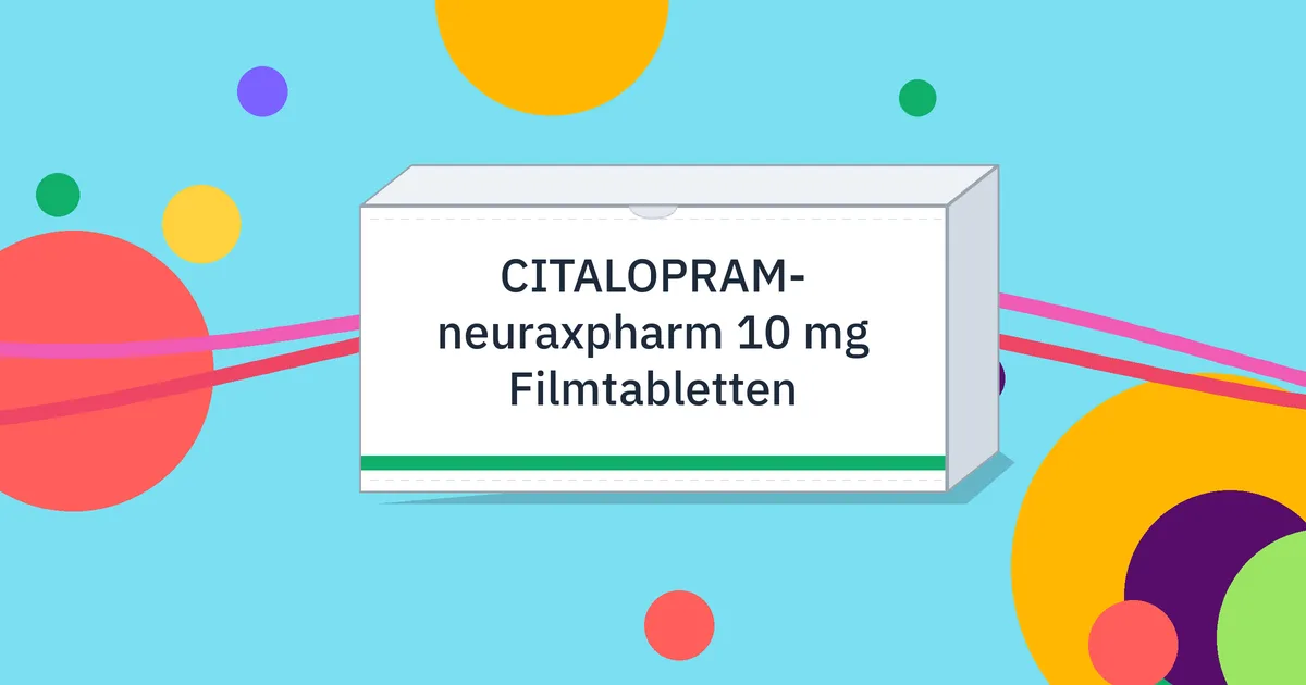 Symbolbild: Packung mit der Aufschrift CITALOPRAM-neuraxpharm 10 mg Filmtabletten (PZN 01121237) – Verfügbarkeit und Bezug in Apotheken in Frankfurt am Main