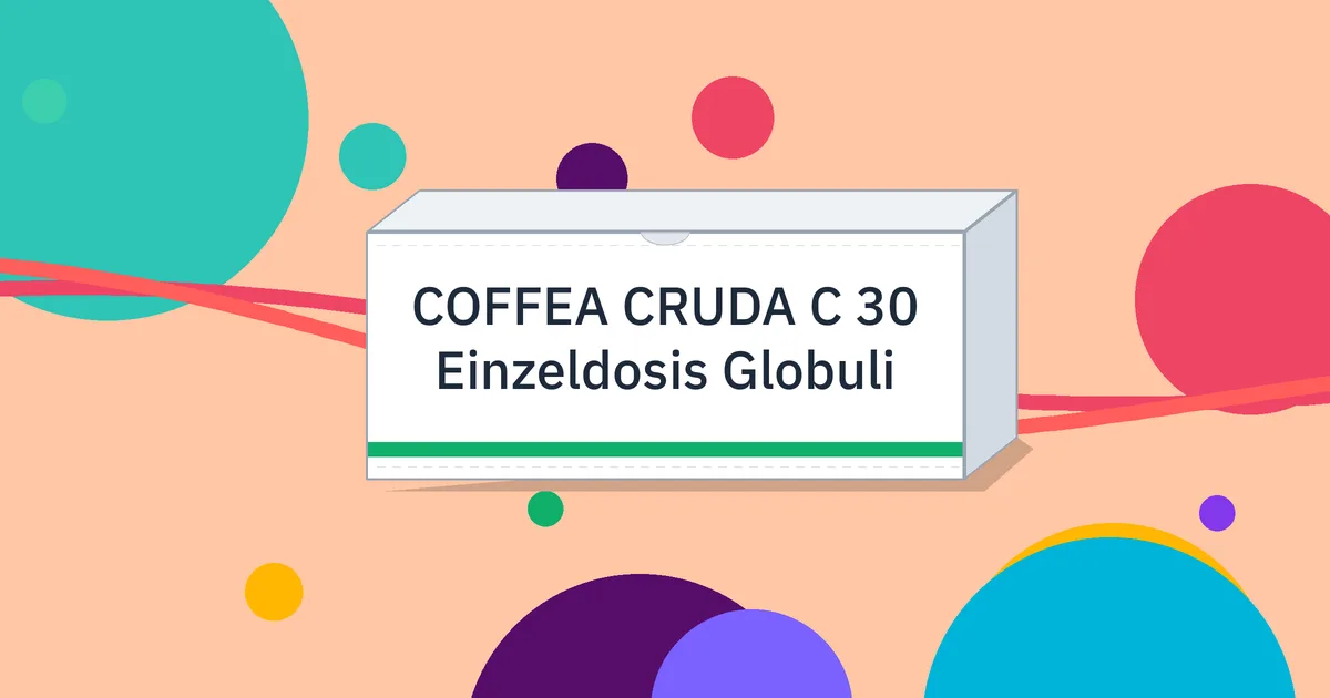 Symbolbild: Packung mit der Aufschrift COFFEA CRUDA C 30 Einzeldosis Globuli (PZN 01941006) – Verfügbarkeit und Bezug in Apotheken in Frankfurt am Main